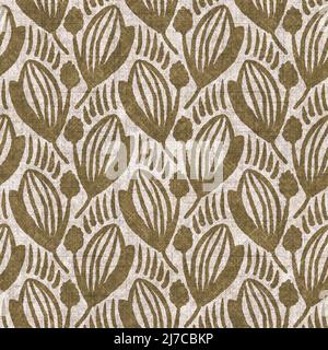 Sepia neutral botanical leaf seamless linen style pattern. Organic ...