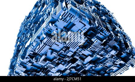 Abstract greeble cube background. Futuristic geometric structure model ...