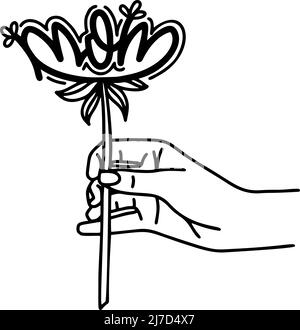 Mimi quote design, hand with rose flower. Mother Day postcard design ...