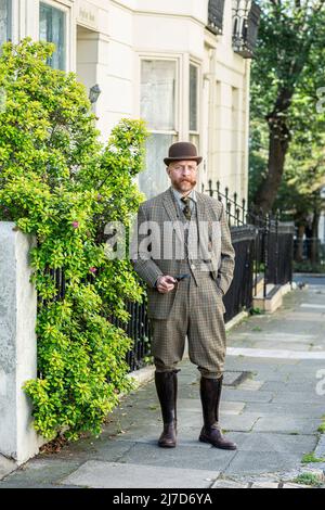 Dapper Man in Bowler Hat With Cane, Portrait, Circa 1900 Stock Photo ...