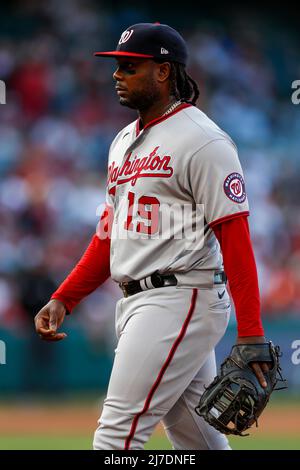 Washington Nationals' Josh Bell looks on after being called out on ...