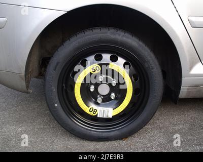 Temporary space saver spare wheel in use on Audi A3 after puncture ...