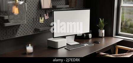 Pc Modern Design Poster Modern Office Room Interior With Pc Computer