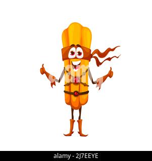 Cartoon mexican churros superhero character. Vector funny latin tex mex ...