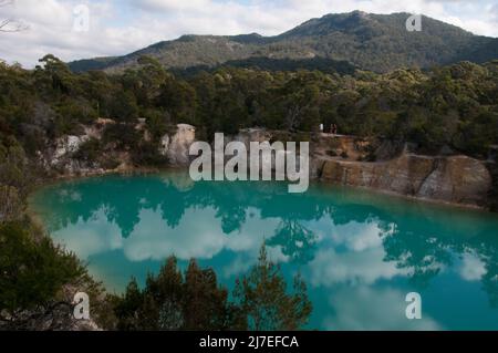 Little Blue Lake, formed within an historic tin mine at South Mount ...