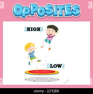 Opposite words for low and high illustration Stock Vector Image & Art ...