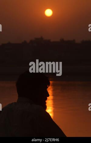 Pakistani people enjoying boating in Ravi River during sunset in Lahore ...