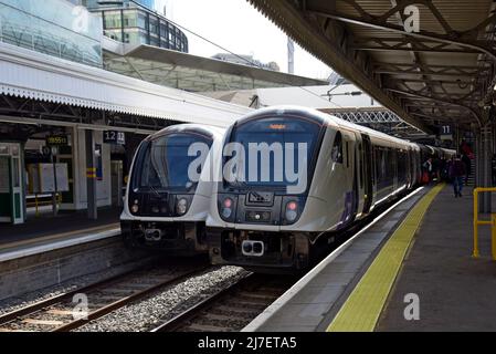 New tfl rail Crossrail class 345 train on Elizabeth Line on passenger ...
