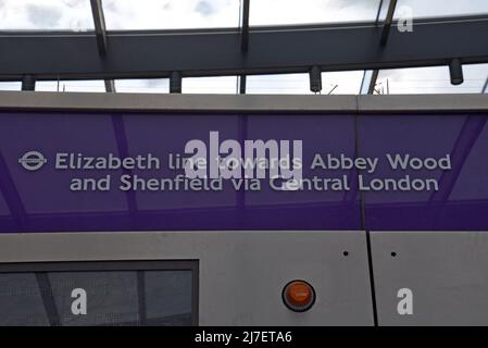 New station signs for the new London rail project, The Elizabeth Line ...