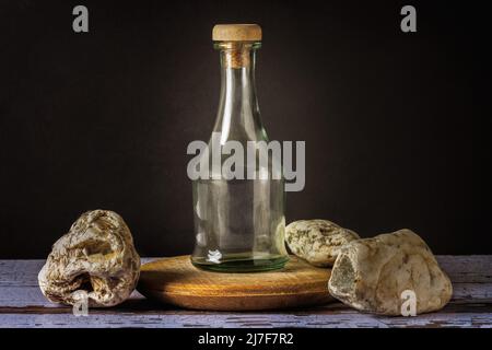 Magic stones on white wooden table background Stock Photo - Alamy