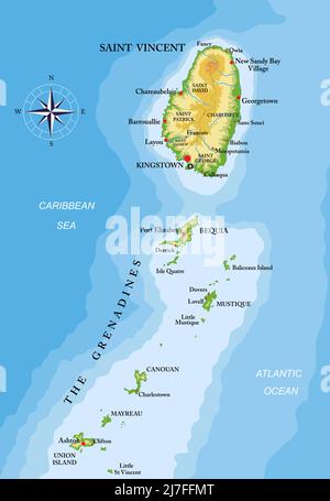 St Vincent and the Grenadines map vector illustration. Global economy ...