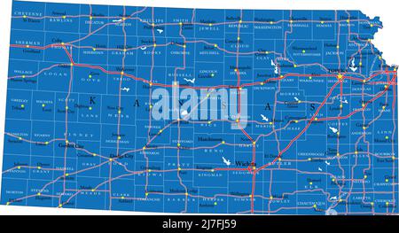 Kansas City map. Detailed vector map of Kansas City administrative area ...