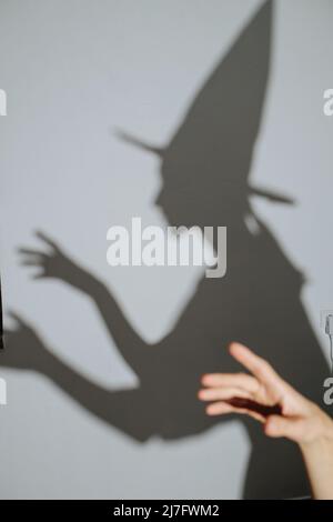 Little Witch Silhouette Stock Photo - Alamy