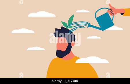 Positive optimistic mindset and self care for mental health. Cartoon ...