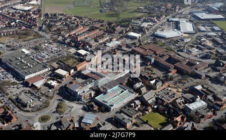 aerial view of Sutton in Ashfield town centre, Nottinghamshire, UK ...