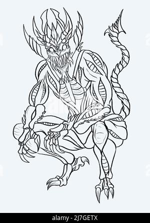 illustration of a satan head hand drawing on isolated white background ...