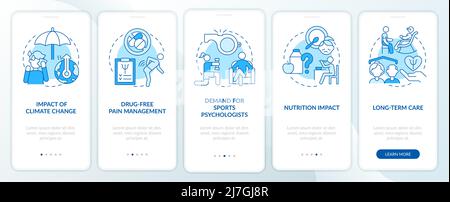 Trends in psychology blue onboarding mobile app screen set Stock Vector ...