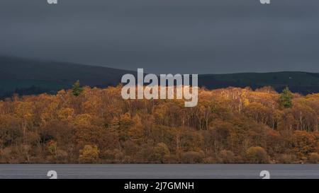 Epic landscape image across Bassenthwaite Lake in Lake District suring ...
