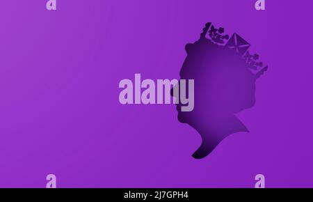Side profile of her majesty Queen Elizabeth. 3D Rendering Stock Photo ...