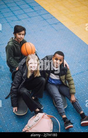 High angle view of an Indian schoolboy showing thumbs up sign Stock ...