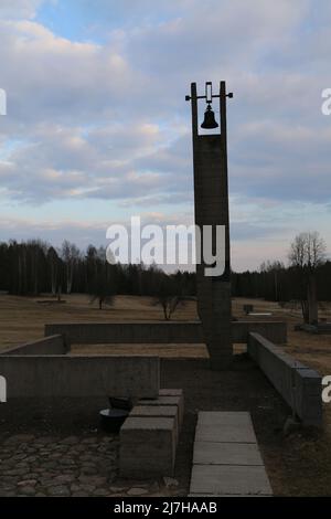 Bell tower in Khatyn Memorial Complex in Khatyn, Belarus, where a ...