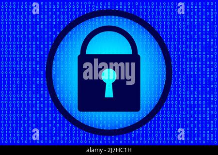 Encryption information. Binary code on blue background. Random binary numbers. Firewall abstract ...
