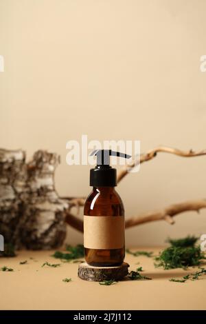 Glass bottle on a moss tree, ecology Stock Photo - Alamy