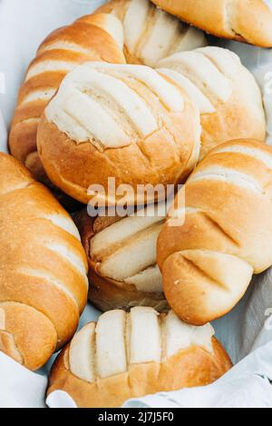 Traditional Guatemalan sweet bread or pan dulce with hot cup of coffee ...