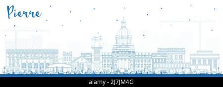 Pierre South Dakota City Skyline with Color Buildings Isolated on White ...