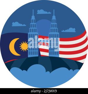petronas towers with flag Stock Vector Image & Art - Alamy