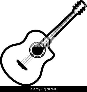 Acoustic Guitar Icon. Editable Bold Outline With Color Fill Design ...