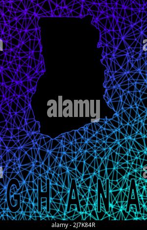 Map of Ghana, Polygonal mesh line map, modern map Stock Photo - Alamy