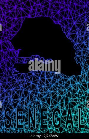 Map of Senegal, Polygonal mesh line map, modern map Stock Photo - Alamy