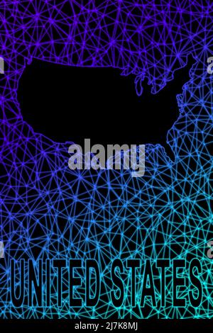 Map of United States, Polygonal mesh line map, modern map Stock Photo ...