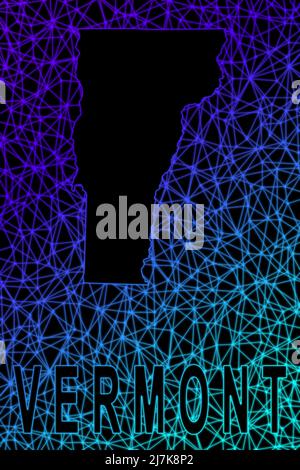 Map of Vermont, Polygonal mesh line map, modern map Stock Photo - Alamy