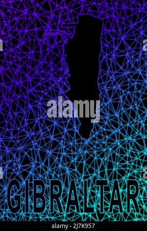 Map of Gibraltar, Polygonal mesh line map, modern map Stock Photo - Alamy