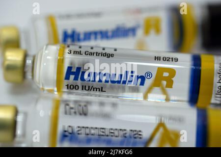 Cairo, Egypt, January 2 2022, Humulin R human insulin rDNA 100 IU ...