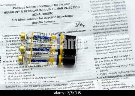 Cairo, Egypt, January 2 2022, Humulin R human insulin rDNA 100 IU ...