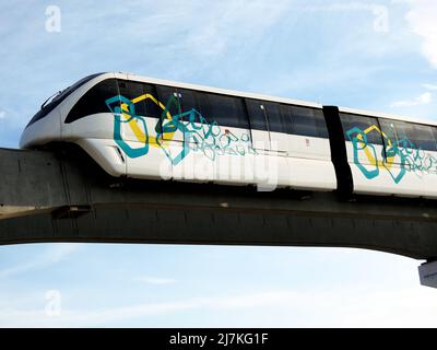 Cairo, Egypt, November 5 2021: installation of first monorail train on ...