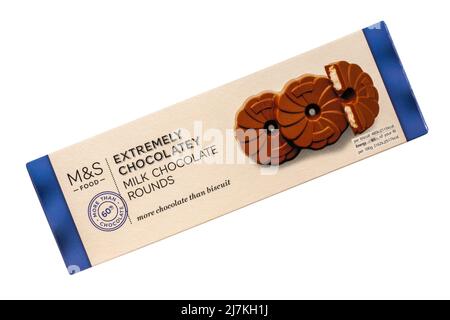 packet of Extremely Chocolatey Milk Chocolate Rounds biscuits from M&S ...