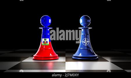 Haiti and Russia relations, chess pawns with national flags - 3D ...