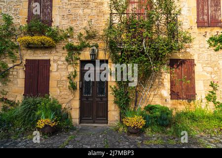A typical medieval outdoor decorations in southwest France in Dordogne ...