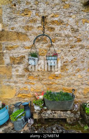 A typical medieval outdoor decorations in southwest France in Dordogne ...