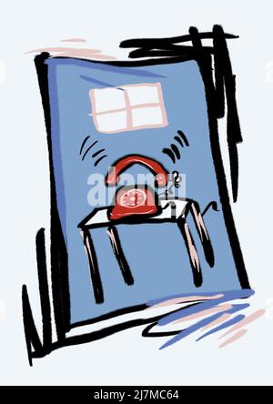 Cellphone ringing icon isolated on 3d cyan blue round button abstract ...