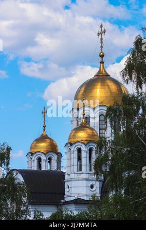 Landscape with golden domes of the church Orthodox church Stock Photo ...
