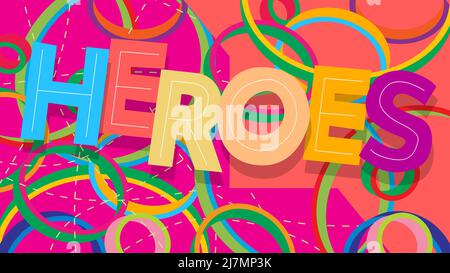 Heroes. Word written with Children's font in cartoon style Stock Vector ...