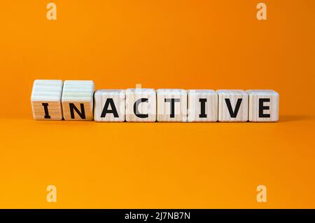 Active or inactive symbol. Turned wooden cubes and changed the concept ...