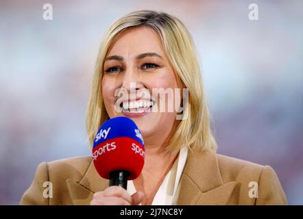 Presenter Kelly Cates ahead of the Premier League match at the American ...