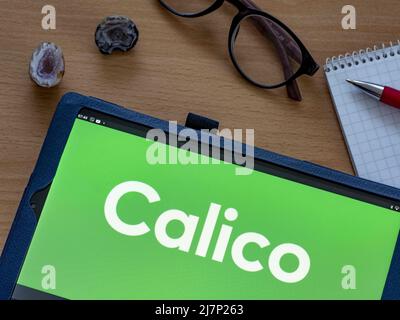 In this photo illustration Calico LLC owned by Alphabet Inc. logo seen ...