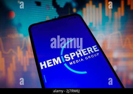 In this photo illustration the Hemisphere Media Group (HMTV) logo seen ...